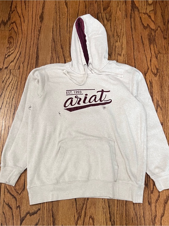 Ariat | Sweaters | Ariat Cream Hoodie With Burgundy Logo And Lined Hood ...